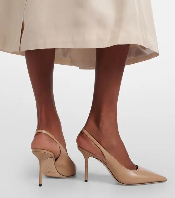 JIMMY CHOO Love Leather Slingback Pumps - Brown