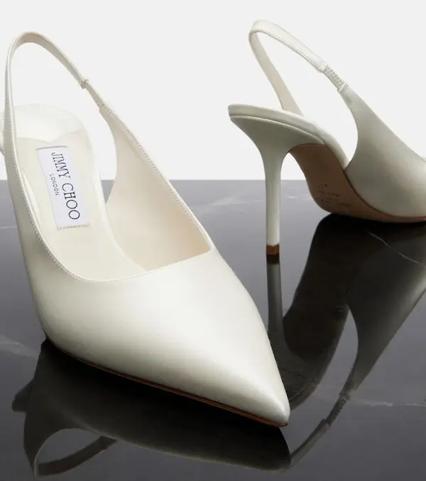 JIMMY CHOO Love Satin Slingback Pumps - White
