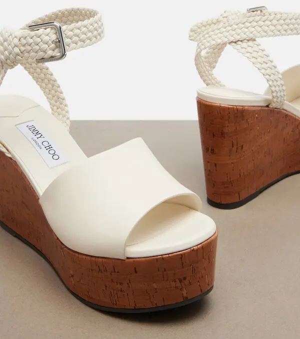 JIMMY CHOO Jory Leather Wedge Sandals