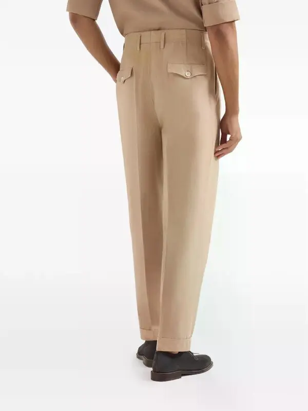 Brunello Cucinelli Garment-dyed Cotton And Linen Canvas Trousers With Double Pleats
