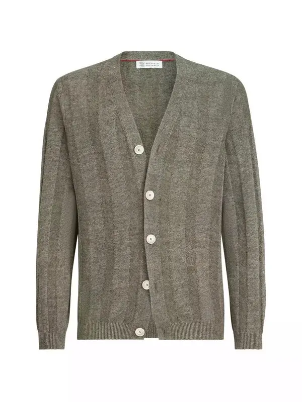 Brunello Cucinelli Linen And Cotton Rib Knit Cardigan