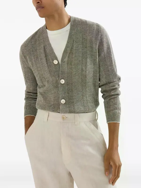 Brunello Cucinelli Linen And Cotton Rib Knit Cardigan