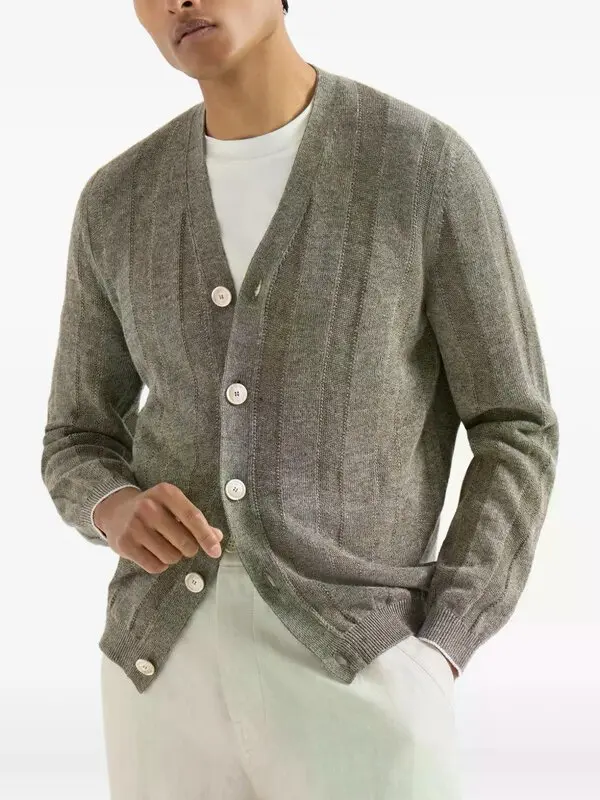 Brunello Cucinelli Linen And Cotton Rib Knit Cardigan