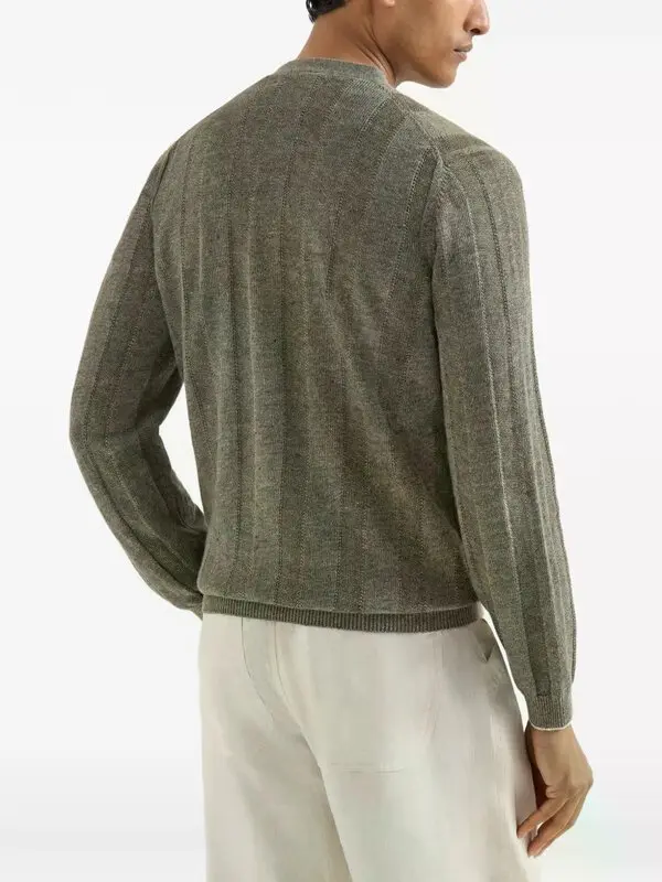 Brunello Cucinelli Linen And Cotton Rib Knit Cardigan
