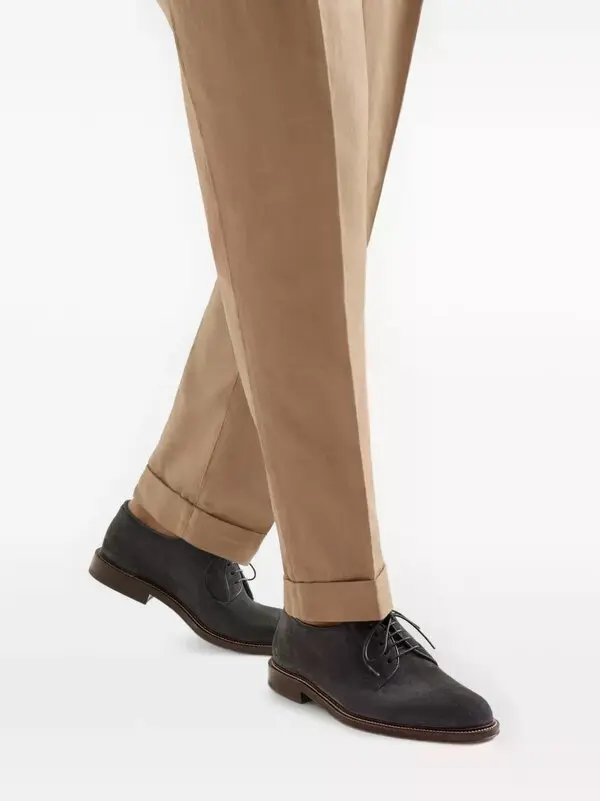 Brunello Cucinelli Reversed Calfskin Derby Shoes - Grey