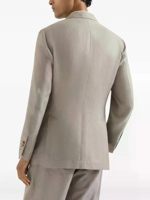 Brunello Cucinelli Linen Micro Chevron Unlined Blazer - Neutrals