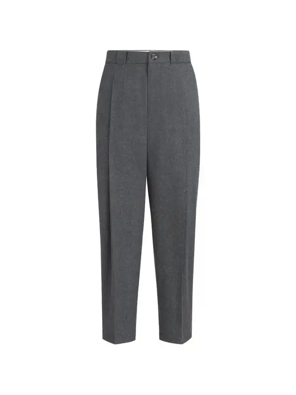 Brunello Cucinelli Virgin Wool, Cotton And Silk Mouliné Pleated Trousers - Grey