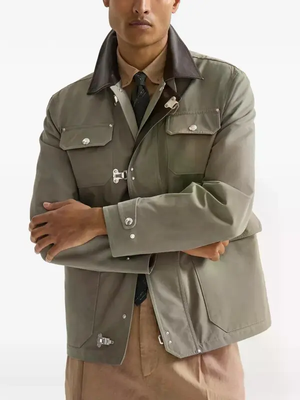 Brunello Cucinelli Water-resistant Techno Cotton Gabardine Jacket With Leather Inserts