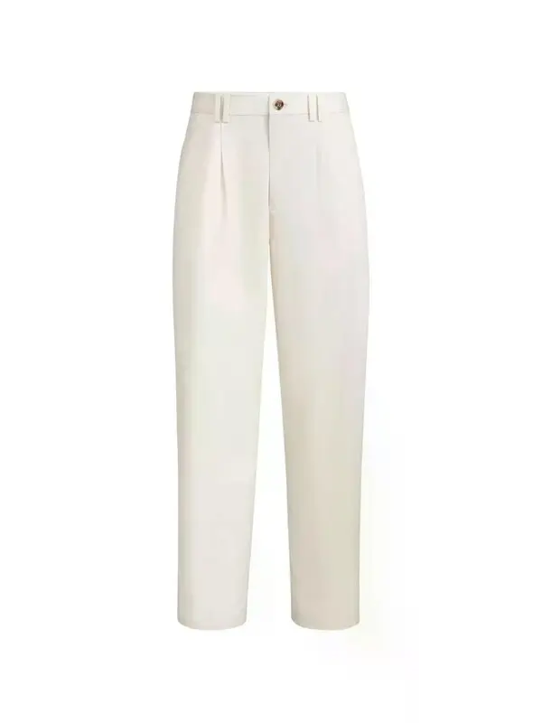 Brunello Cucinelli Pleated Cotton And Linen Canvas Trousers - Neutrals