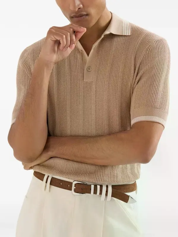 Brunello Cucinelli Cotton Textured Rib-knit Polo
