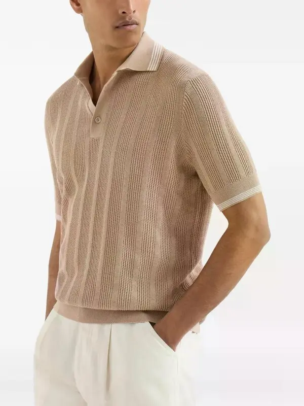 Brunello Cucinelli Cotton Textured Rib-knit Polo