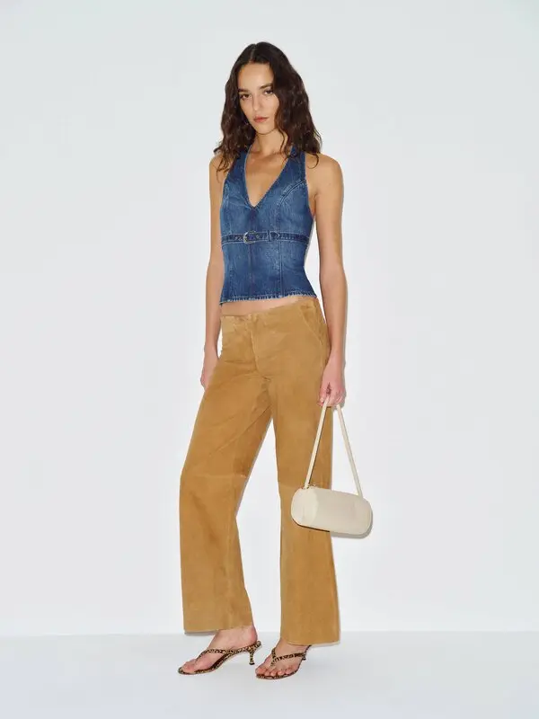 REFORMATION Randy Denim Halter Top