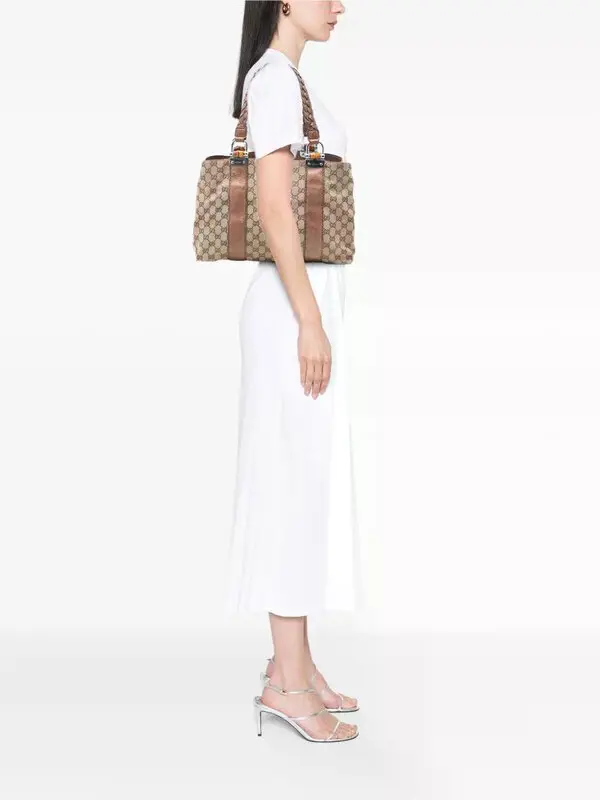 Gucci Gg Canvas Bamboo Libeccio Tote - Neutrals