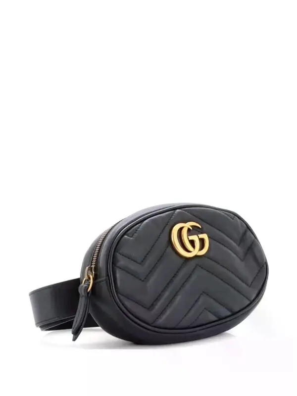 Gucci Gg Marmont Matelasse Leather Belt Bag - Black