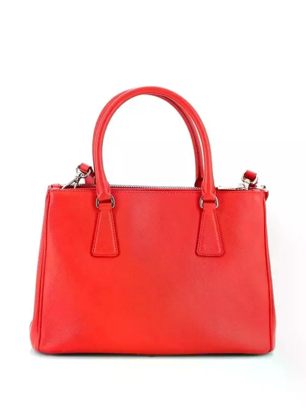 Prada Galleria Double Zip Saffiano Leather Small Tote Bag - Red