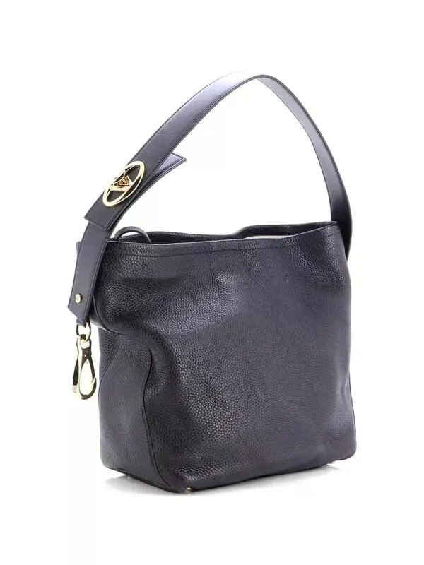 Valentino Garavani Vlogo Ohval Hobo Leather Shoulder Bag