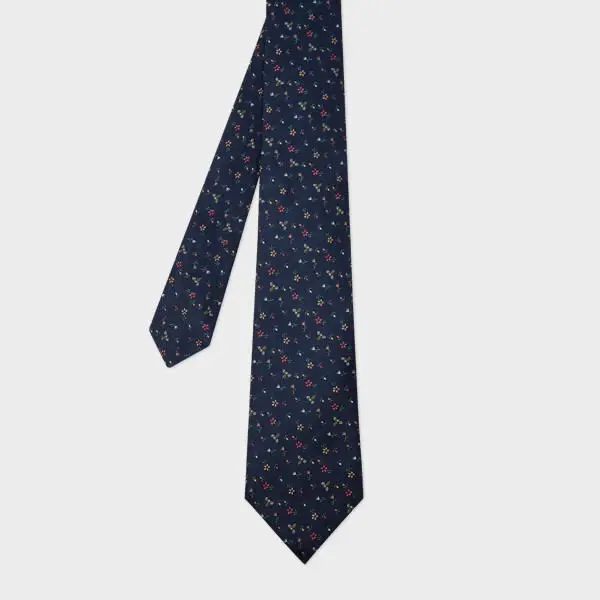 Paul Smith Navy 'flowers And Bees' Silk Tie - Blue