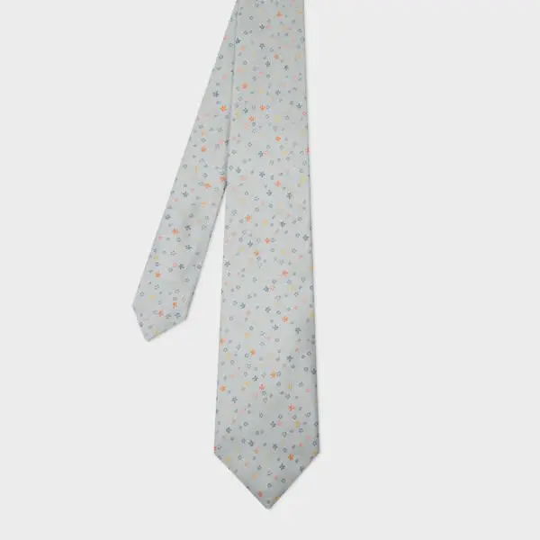 Paul Smith Pale Silk 'ditsy Floral' Tie - Blue