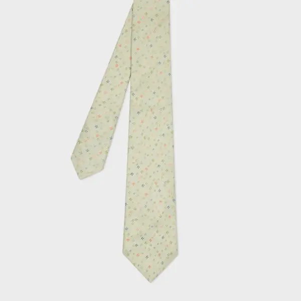 Paul Smith Pale Silk 'ditsy Floral' Tie - Green