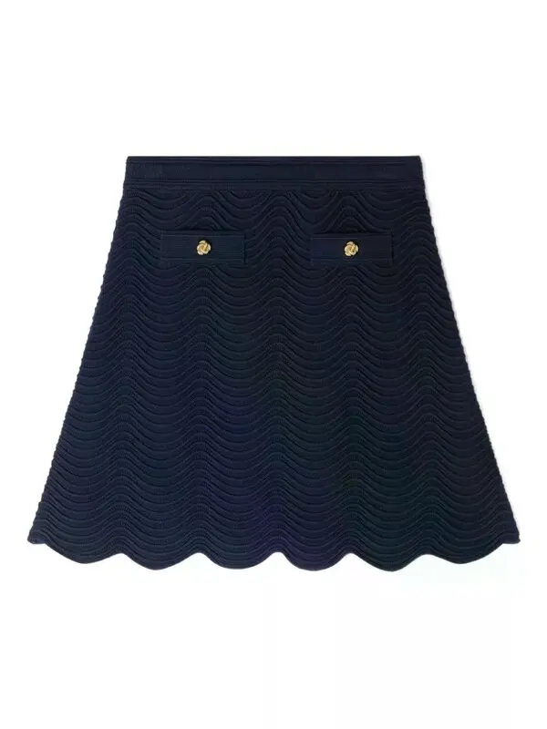Sandro Decorative Stitch Knit Mini Skirt - Blue