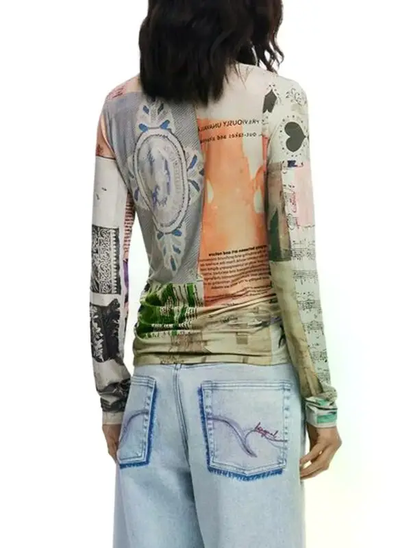 Desigual Collage Ruched Long-sleeved T-shirt