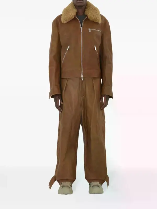 Burberry Pleat-detail Leather Trousers