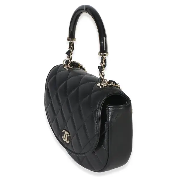 Chanel Quilted Lambskin Cc Half Moon Flap Bag