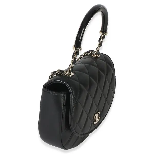 Chanel Quilted Lambskin Cc Half Moon Flap Bag