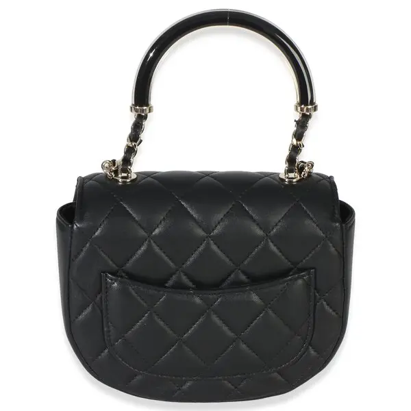 Chanel Quilted Lambskin Cc Half Moon Flap Bag