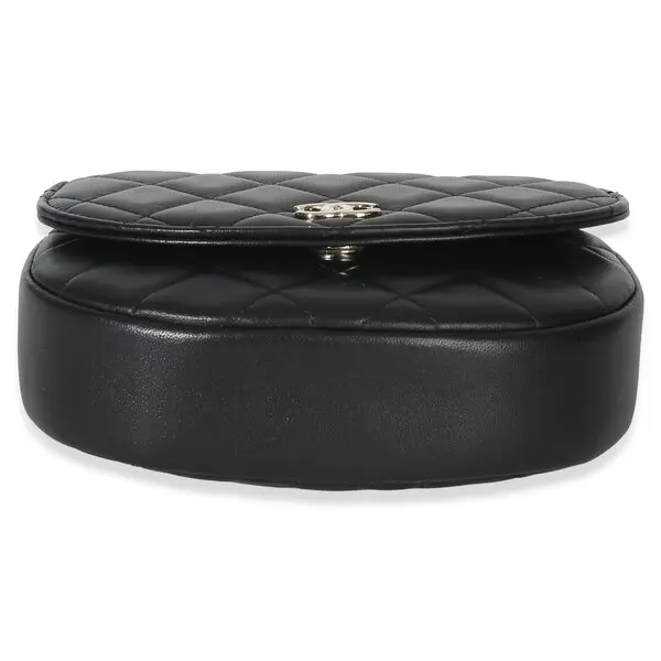 Chanel Quilted Lambskin Cc Half Moon Flap Bag