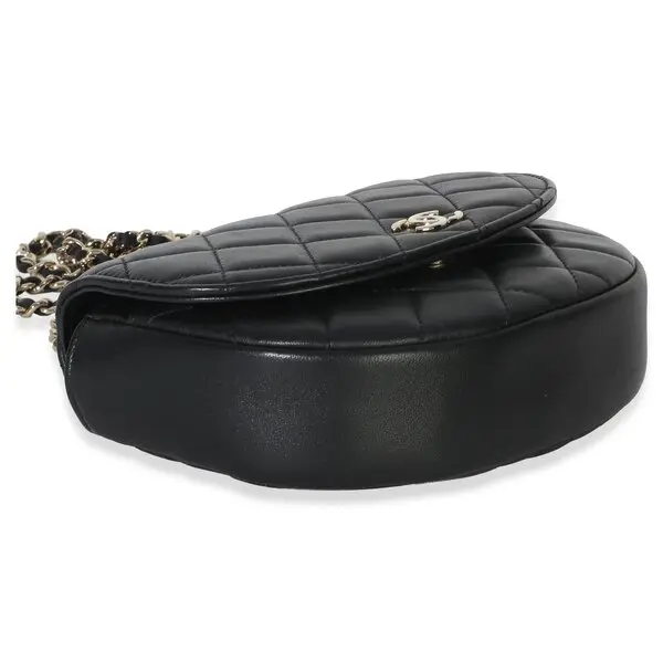 Chanel Quilted Lambskin Cc Half Moon Flap Bag