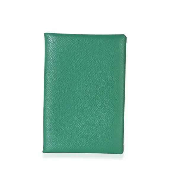 Hermès Vert Vertigo Epsom Calvi Card Holder - Green
