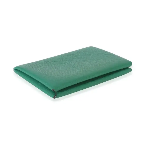 Hermès Vert Vertigo Epsom Calvi Card Holder - Green