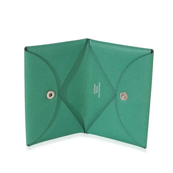 Hermès Vert Vertigo Epsom Calvi Card Holder - Green