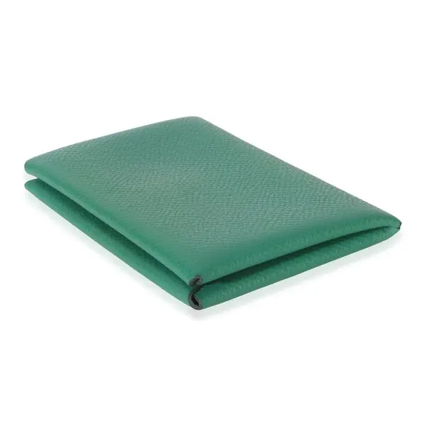 Hermès Vert Vertigo Epsom Calvi Card Holder - Green
