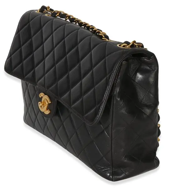 Chanel Vintage 24k Quilted Lambskin Jumbo Xl Maxi Flap Bag