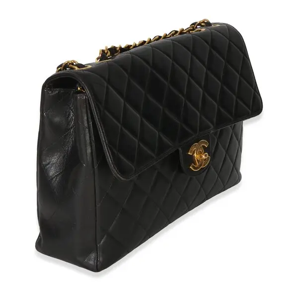 Chanel Vintage 24k Quilted Lambskin Jumbo Xl Maxi Flap Bag