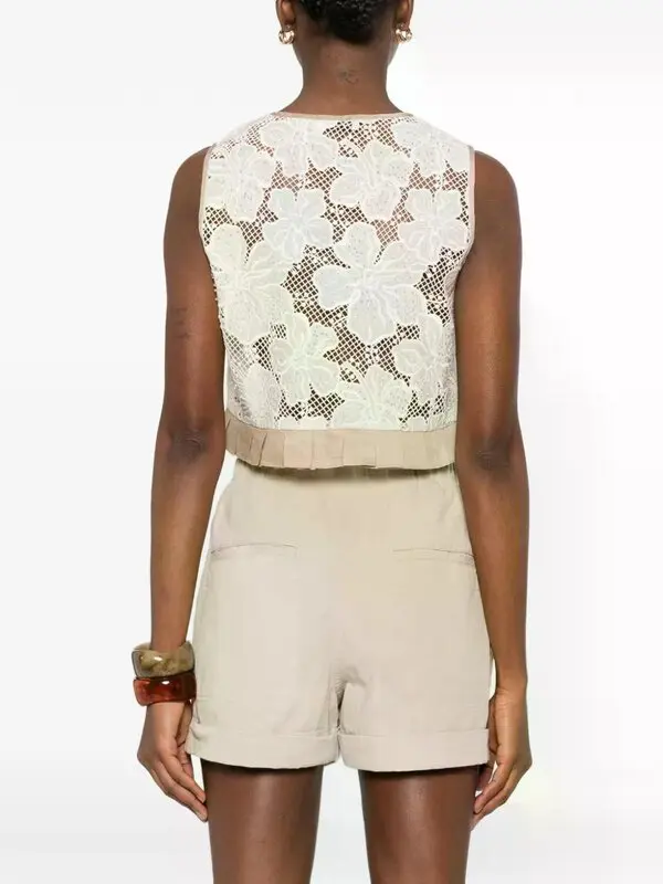 Sandro Floral Lace Tie Top - Neutrals