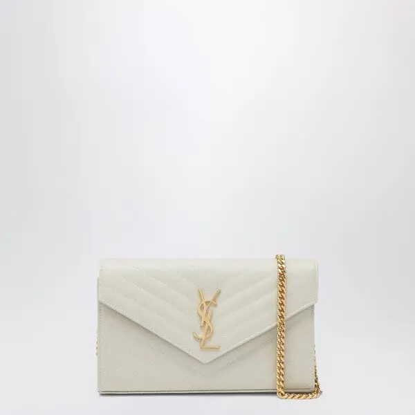 Saint Laurent Cassandre Chain Pouch In Cream - Beige