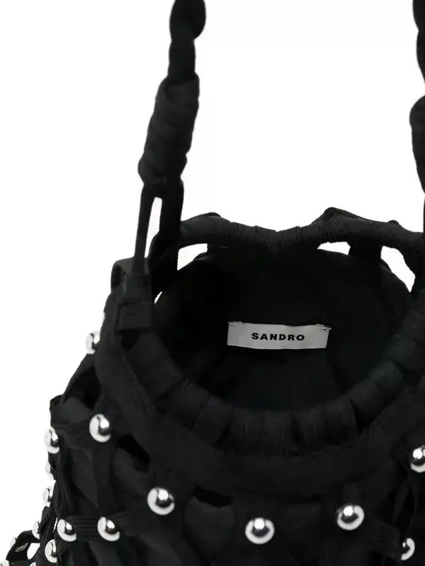 Sandro Studded Net Effect Shoulder Bag