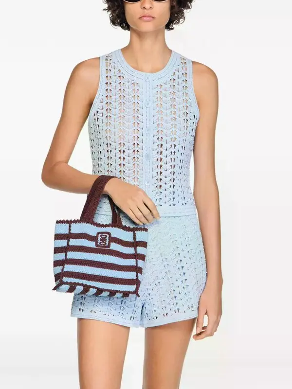 Sandro Striped Crochet-knit Tote Bag