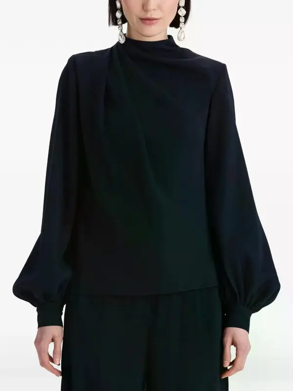Oscar De La Renta Draped Georgette Blouse