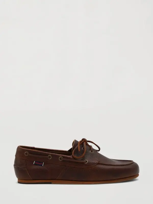SEBAGO Owen Boat Loafers In Natural Grain Leather - Brown