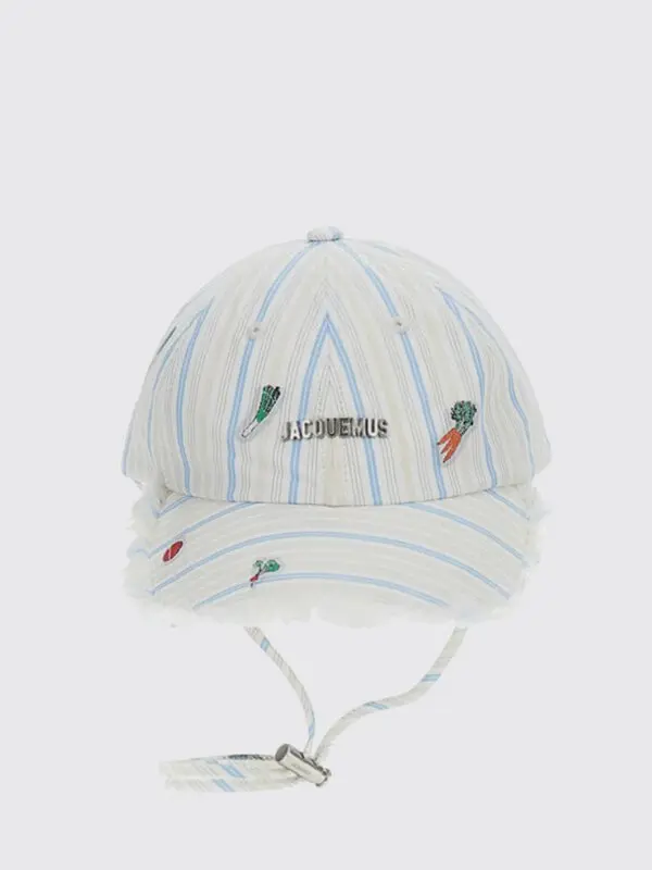 Jacquemus Striped Cotton Baseball Cap - White