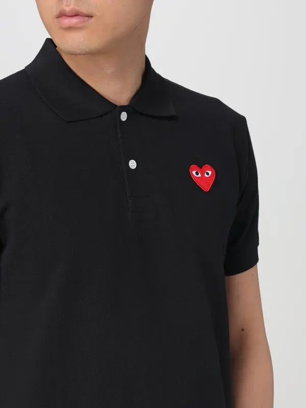 Play Comme Des Garcon Cotton Polo Shirt With Logo - Black