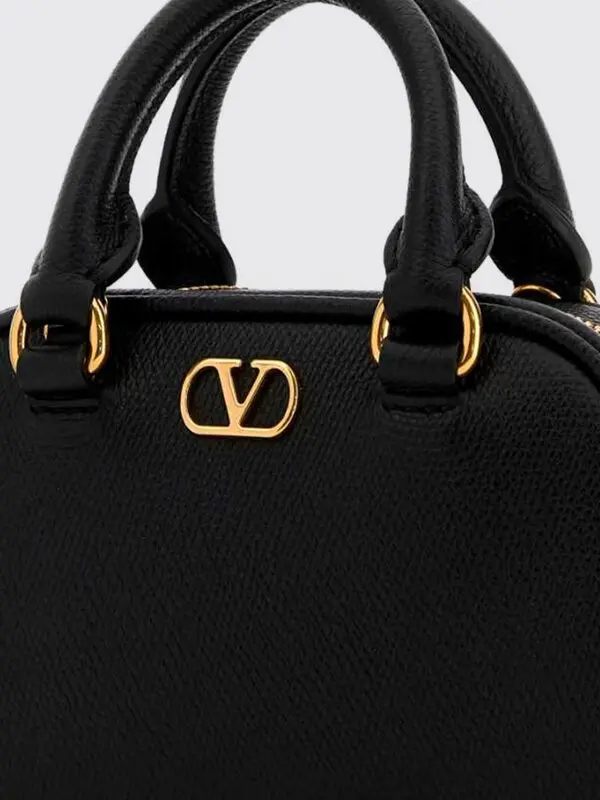 Valentino Garavani Vlogo Signature Grained Leather Mini Handbag - Black