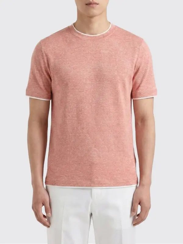 Brunello Cucinelli Linen T-shirt - Peach
