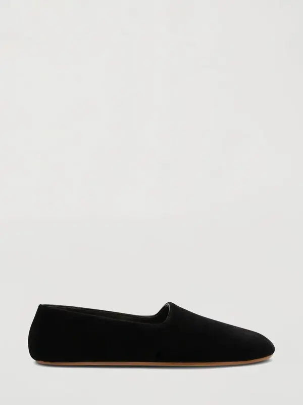 THE ROW Ponti Velvet Ballerina Flats - Black