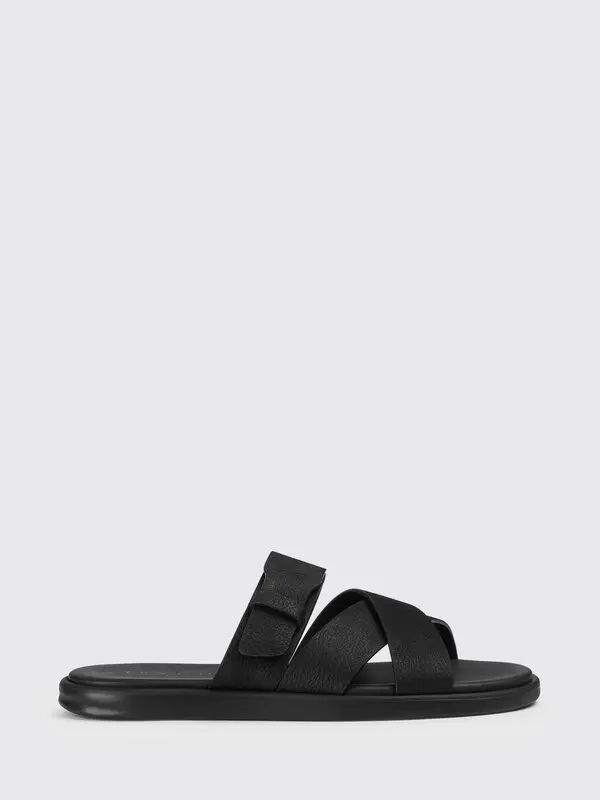DOUCAL'S Grained Leather Sandals - Black