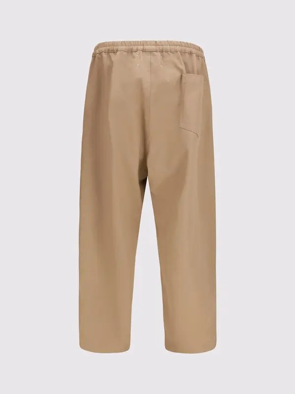MAISON MARGIELA Wide Leg Cotton Blend Trousers - Beige